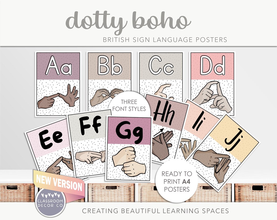 DOTTY BOHO British Sign Language Posters, BSL Display, Inclusive ...