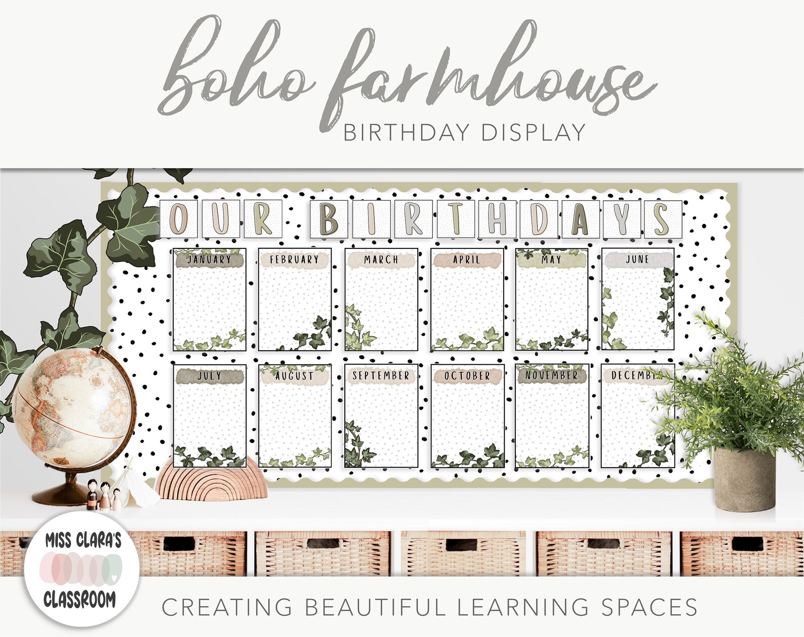 BOHO FARMHOUSE Birthday Display Celebration Classroom - Etsy
