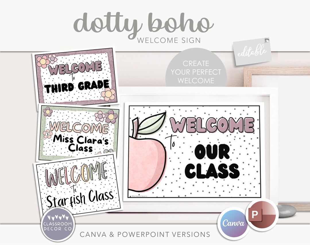 DOTTY BOHO Classroom Welcome Sign, Welcome to Our Class, Classroom ...