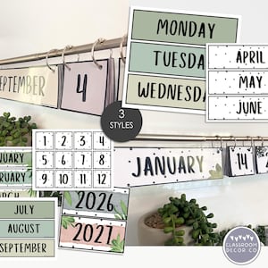 PLANTS & FOLIAGE Flip Calendar, Natural Greenery Boho Display, Neutral ...