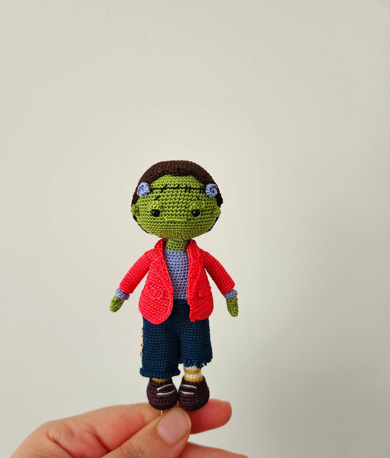 Frankenstein Miniature Amigurumi Doll, Crochet Hallowen Boy, Green Boy ...