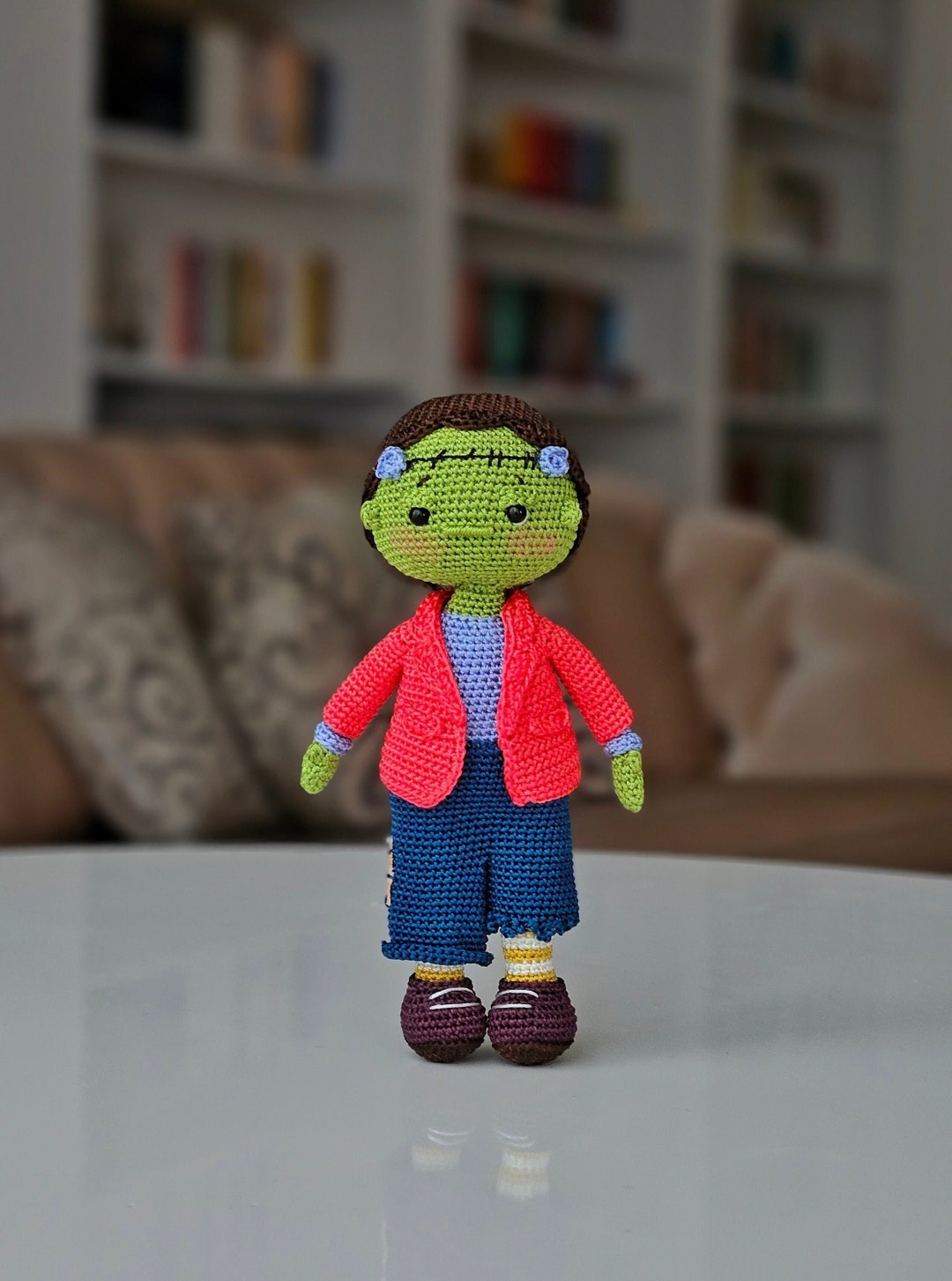 Frankenstein Miniature Amigurumi Doll, Crochet Hallowen Boy, Green Boy ...
