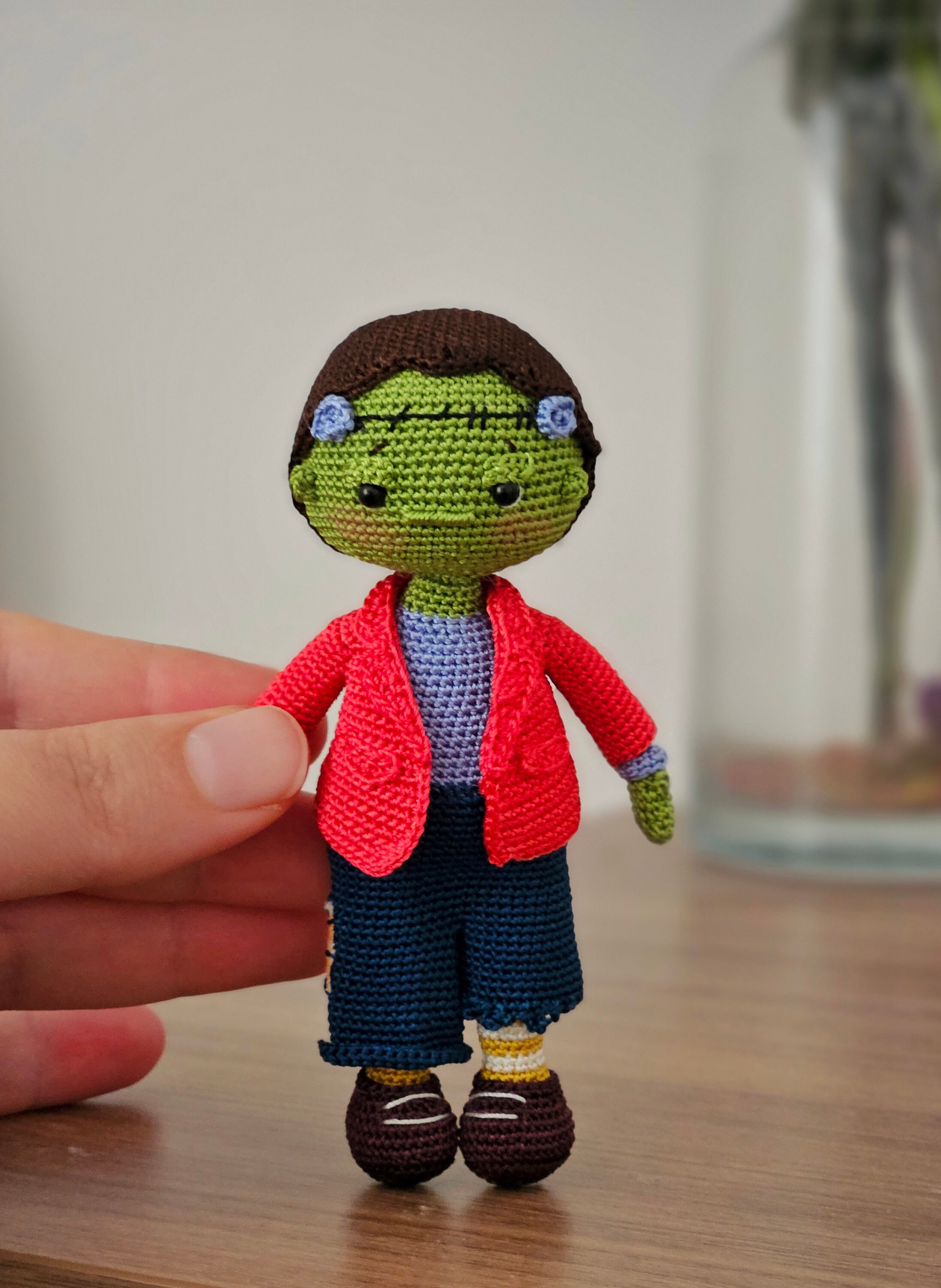 Frankenstein Miniature Amigurumi Doll, Crochet Hallowen Boy, Green Boy ...