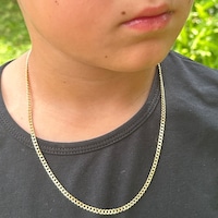 18K Thick Gold Curb Chain, 3.5mm Kids Necklace, Toddler Gold Chain ...