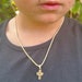 18K Baby Cross Necklace, Rope Chain With Cross, Youth Cross Necklace ...