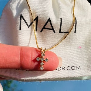 18K Dainty Diamond Cross Necklace, Toddler Girl Cross Jewelry, Girl ...
