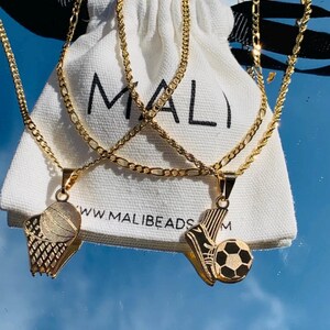 18K Toddler Soccer Charm Necklace, Teen Boy Soccer Cleat Chain, Soccer ...