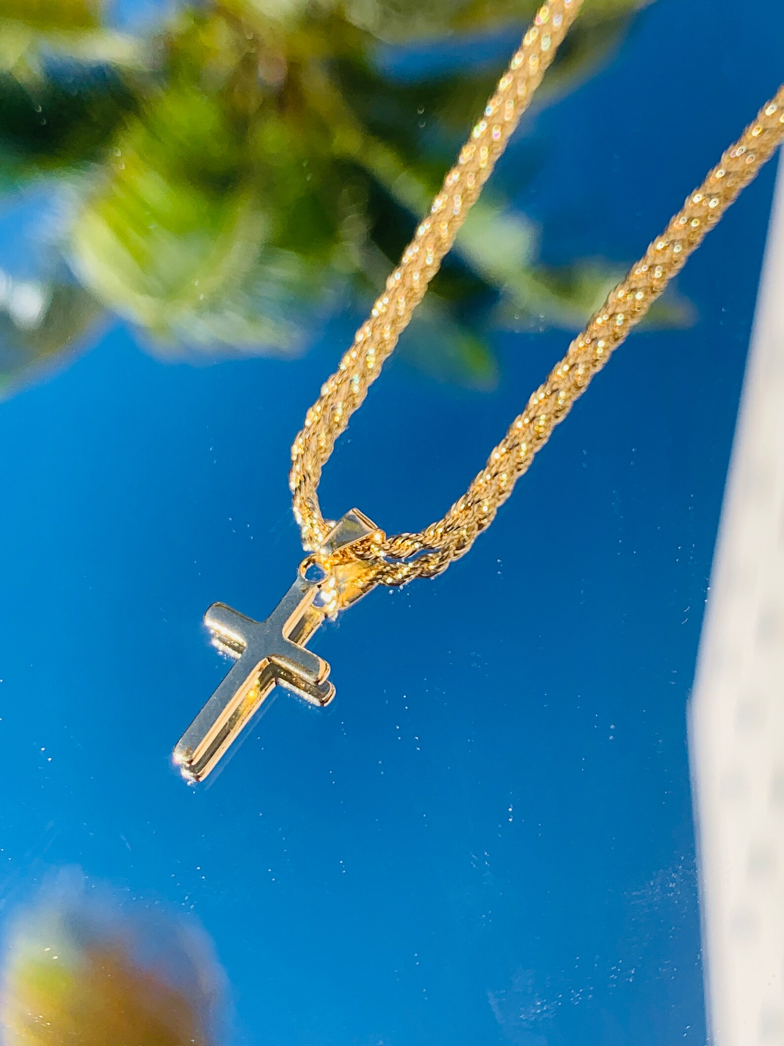 18K Toddler Boy Cross Necklace, Rope Chain With Cross, Religious Gift ...