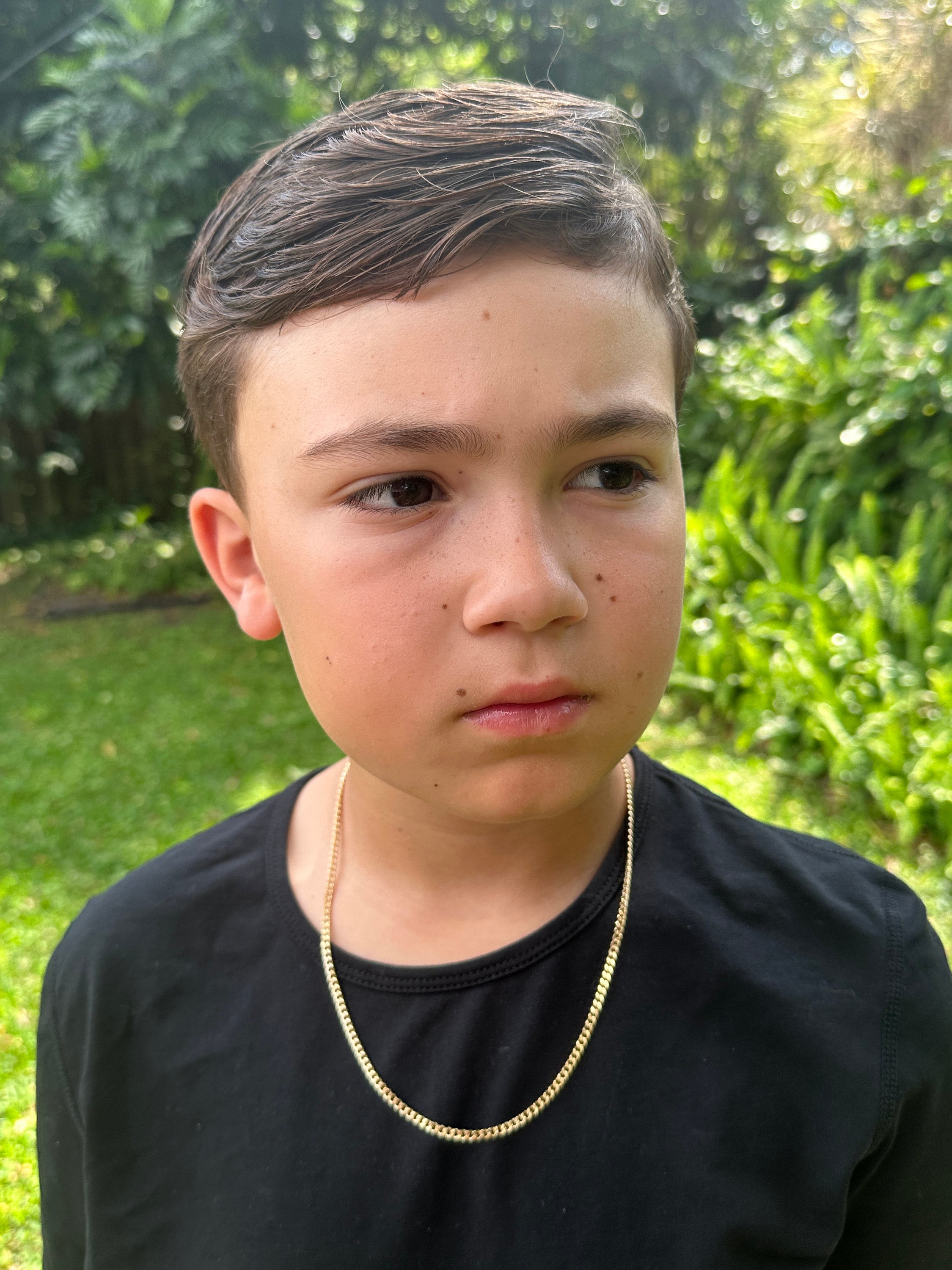 18K Thick Gold Curb Chain, 3.5mm Kids Necklace, Toddler Gold Chain ...