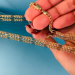 18K Baby Figaro Chain Necklace, Kids Figaro Necklace, Toddler Figaro ...