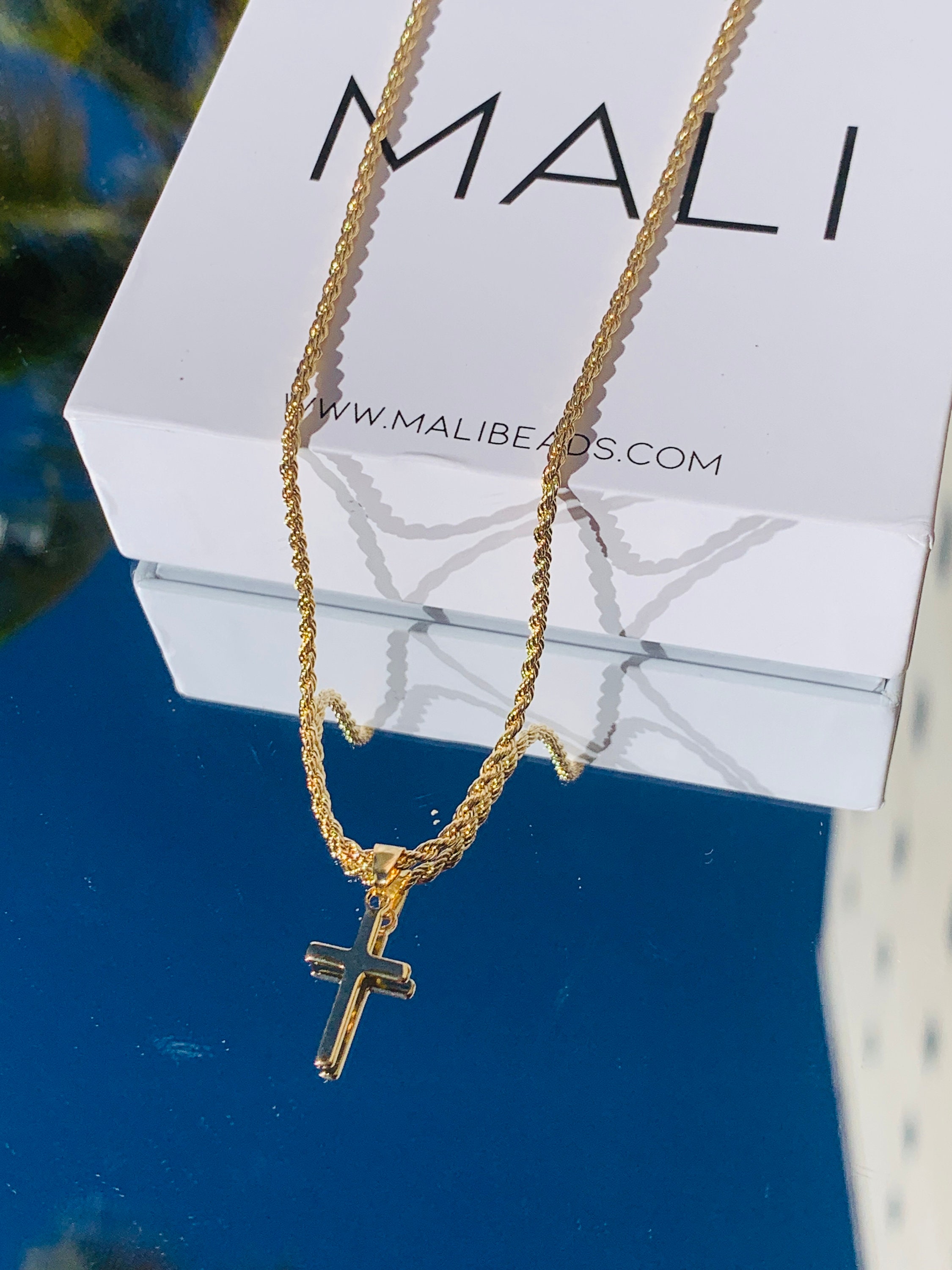 18K Toddler Boy Cross Necklace, Rope Chain With Cross, Religious Gift ...