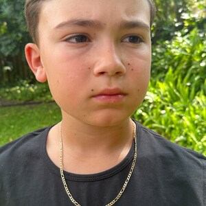 18K Baby Figaro Chain Necklace, Kids Figaro Necklace, Toddler Figaro ...