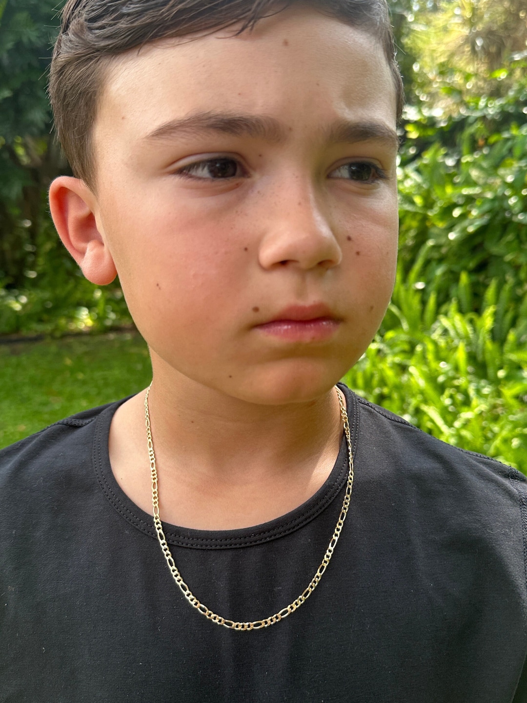 18K Kids Gold Figaro Necklace, Toddler Boy Chain, Necklace for Teen Son ...