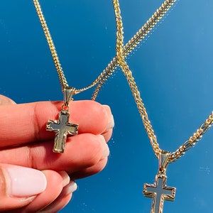 18K Toddler Boy Cross Necklacefigaro Chain With Crosskids - Etsy