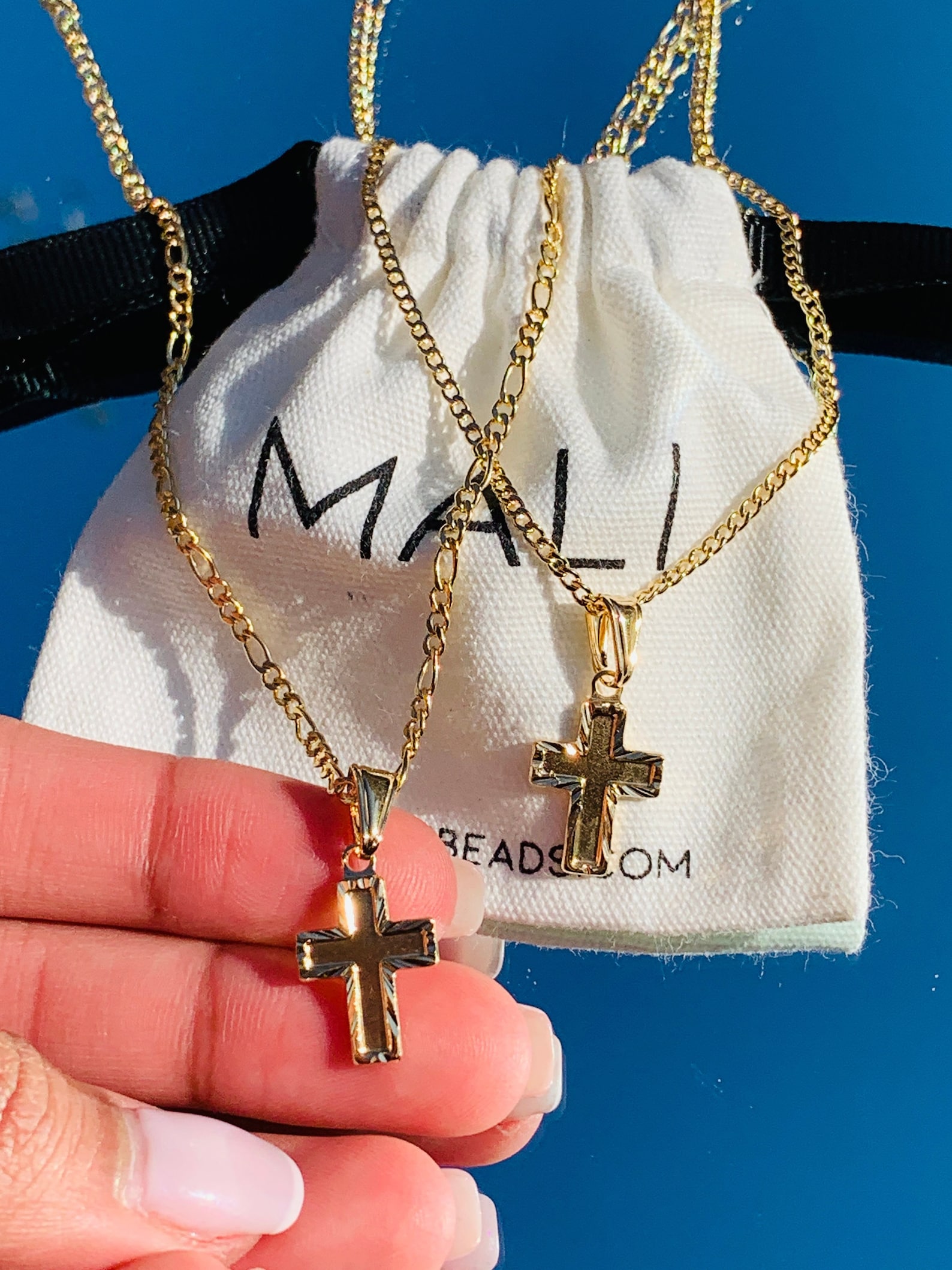 18K Toddler Boy Cross Necklacefigaro Chain With Crosskids - Etsy