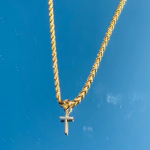 18K Cross Necklace for Toddler Boy, Rope Chain With Cross, Youth Teen ...