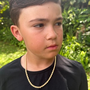 18K Rope Chain Necklace for Boy, 4mm Kids Rope Chain, Baby Boy Necklace ...
