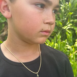 18K Baby Cross Necklace,rope Chain With Cross,toddler Boy Necklace,kids ...