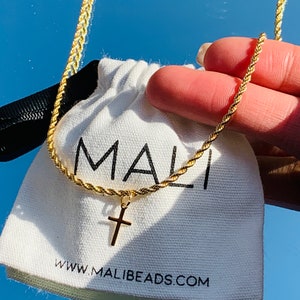 18K Baby Cross Necklace,rope Chain With Cross,toddler Boy Necklace,kids ...