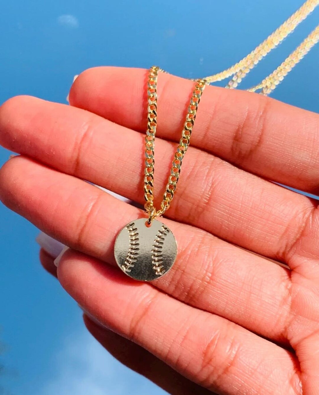 18K Boy Baseball Charm Necklace, Toddler Baseball Gift, Baseball Player ...