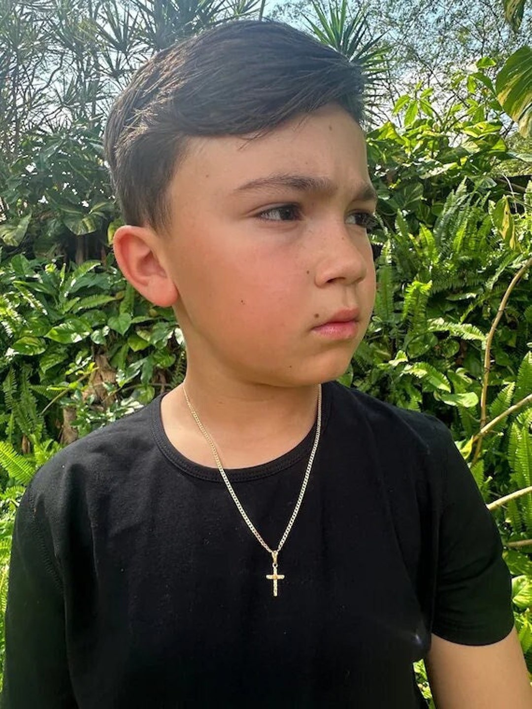 Toddler Boy Cross Necklace, Figaro Chain Cross, Ready to Ship, Curb ...