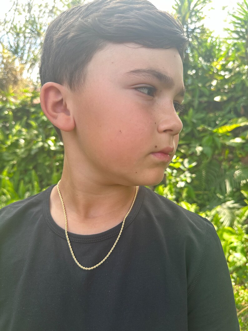 18K Baby Rope Chain Necklace, Gold Necklace Toddler Boy, Baby Jewelry ...