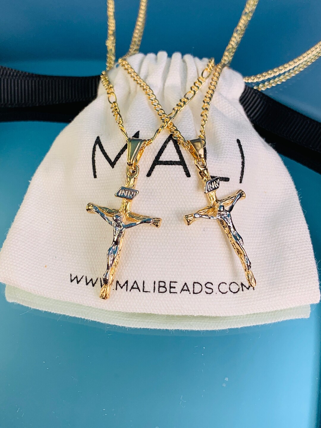 18K Toddler Boy Cross Chain, Ready to Ship, Figaro Necklace With Cross ...