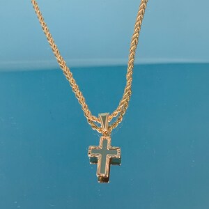 18K Baby Cross Necklace,rope Chain With Cross,kids Gold Cross Necklace ...
