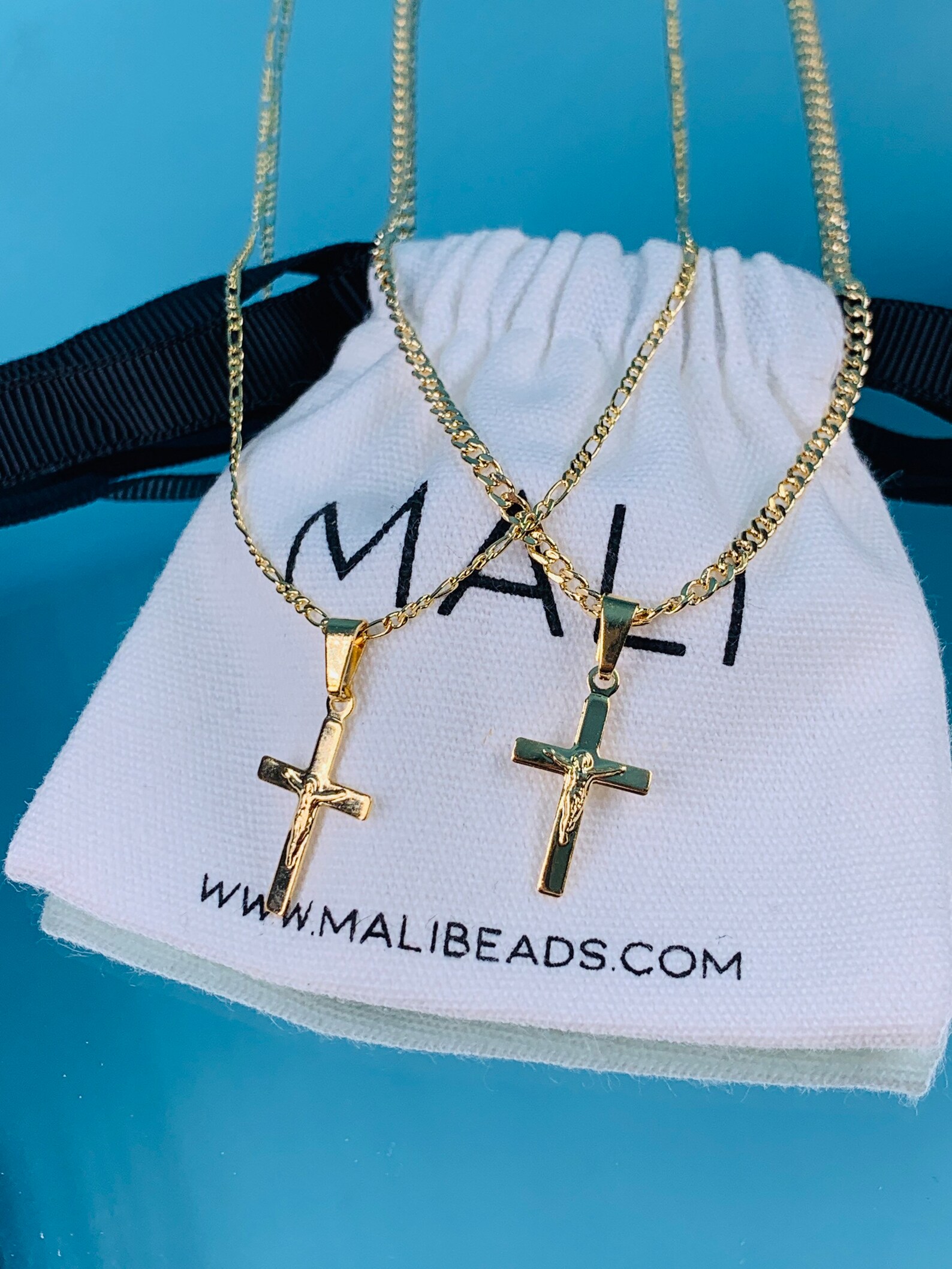 18K Toddler Boy Cross Necklacefigaro Chain With Crosskids - Etsy