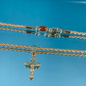 18K Kids Gold Cross Necklace, Jesus on Cross, Teen Boy Baptism Gift ...