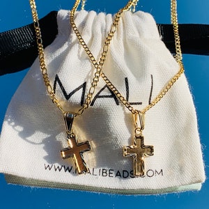 18K Toddler Boy Cross Necklacefigaro Chain With Crosskids - Etsy