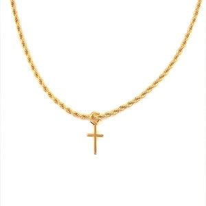 18K Baby Cross Necklace,rope Chain With Cross,toddler Boy Necklace,kids ...