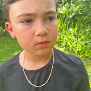 18K Thick Gold Curb Chain, 3.5mm Kids Necklace, Toddler Gold Chain ...