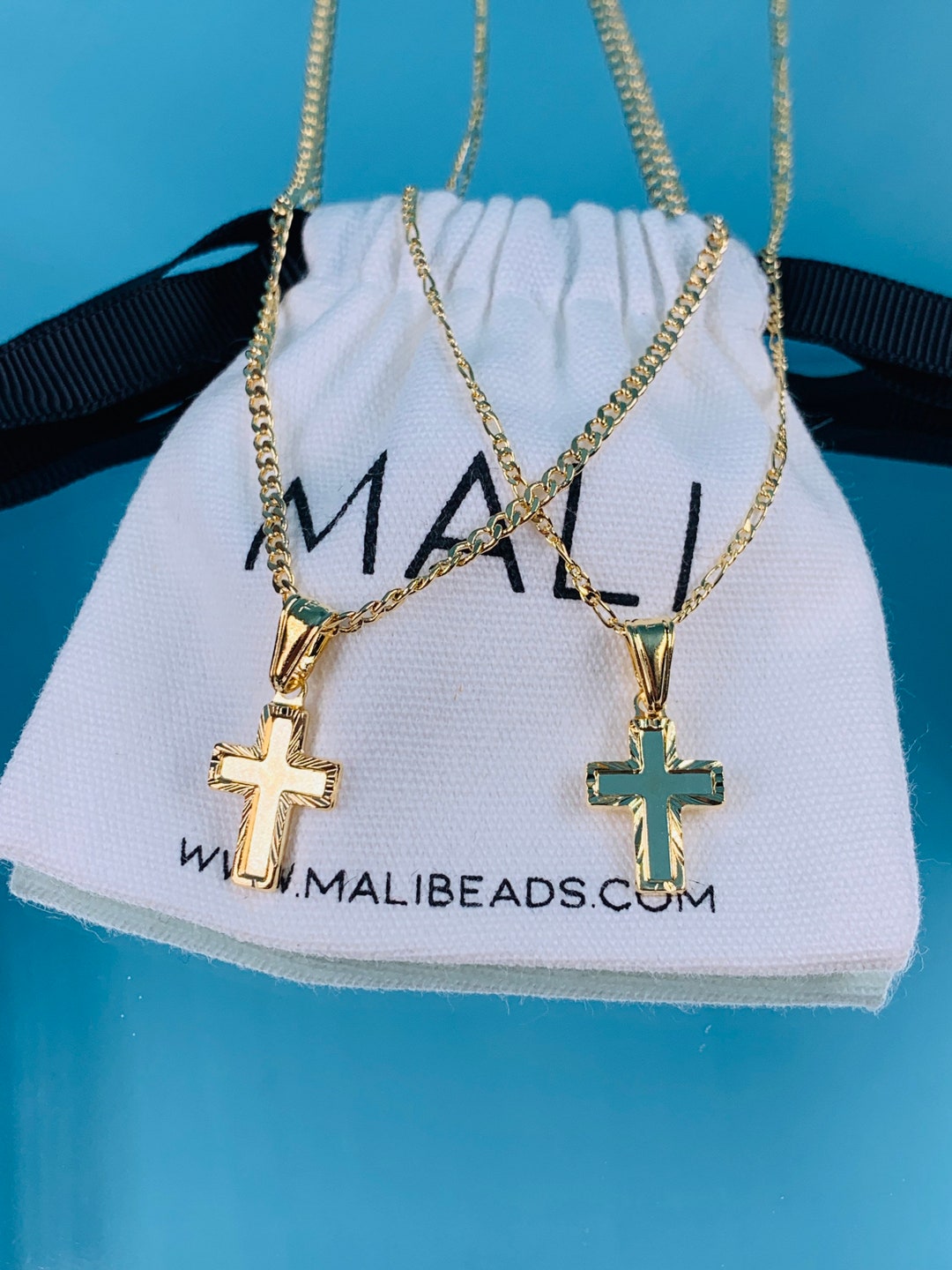 18K Toddler Boy Cross Necklacefigaro Chain With Crosskids - Etsy
