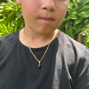 18K Gold Filled Boy Azabache Necklace, Protection Necklace, Figaro ...