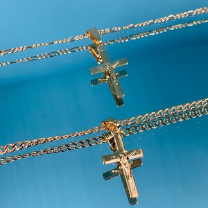 18K Toddler Boy Cross Necklacefigaro Chain With Crosskids - Etsy