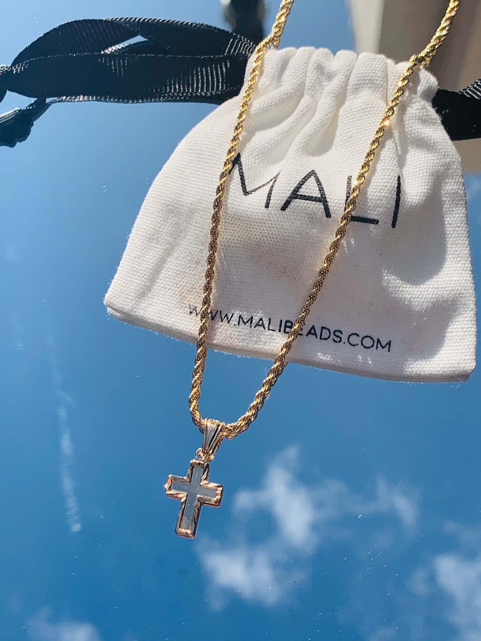 18K Baby Cross Necklace, Rope Chain With Cross, Youth Cross Necklace ...