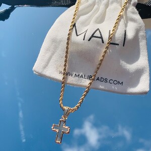 18K Baby Cross Necklace,rope Chain With Cross,kids Gold Cross Necklace ...