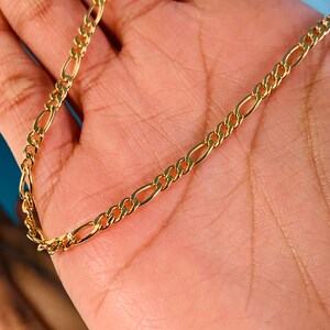 18K Baby Figaro Chain Necklace, Kids Figaro Necklace, Toddler Figaro ...