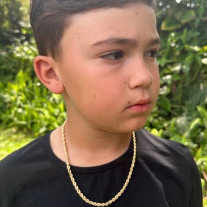 18K Rope Chain Necklace for Boy, 4mm Kids Rope Chain, Baby Boy Necklace ...