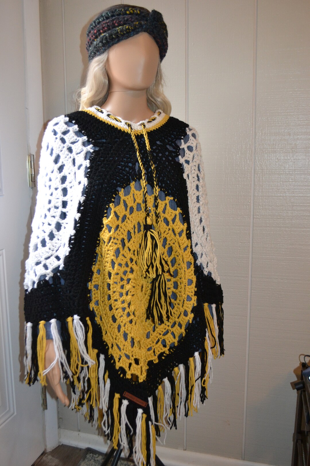 Game Day Poncho-steelers Black/gold/white - Etsy