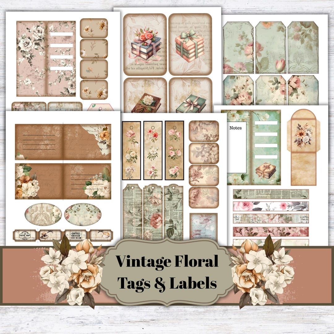 Shabby Chic Tags and Labels, Junk Journal Tags, Junk Journal Kits ...