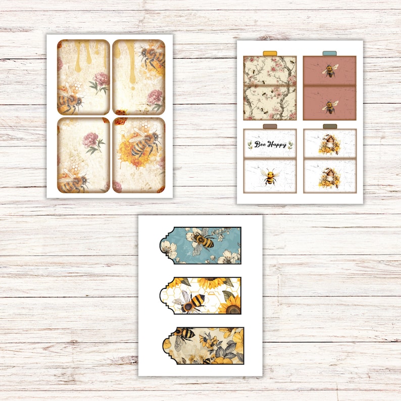 Honey Bees Junk Journal Kit, Tags, Collage, Junk Journal Pages, Tags ...