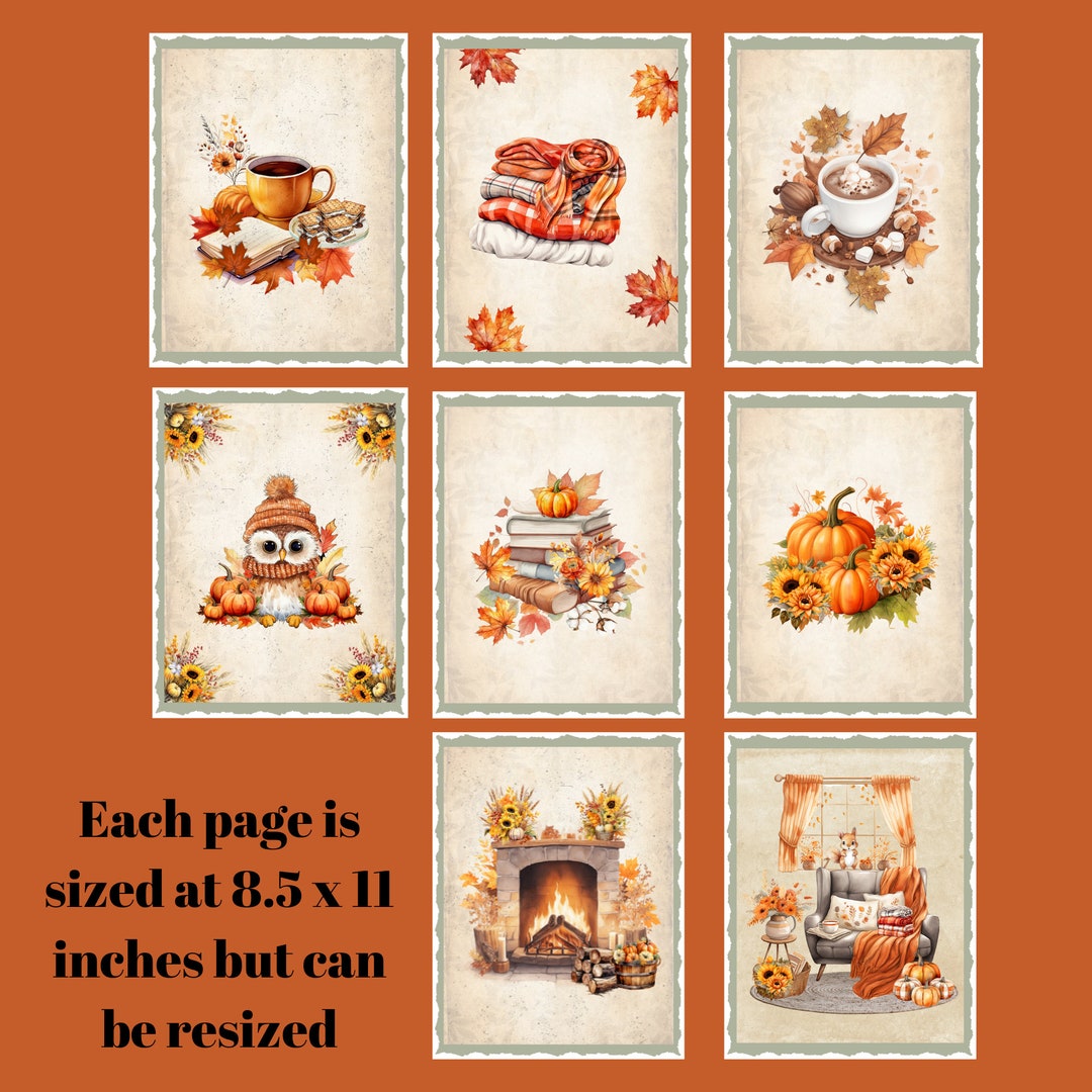 Cozy Fall Printable Junk Journal Pages, Autumn Scenes, Autumn Junk ...