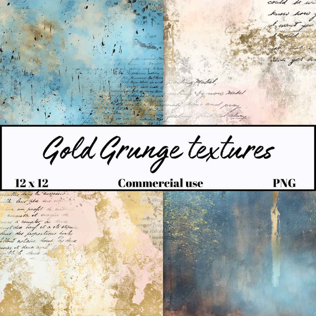 Gold Grunge Digital Papers, Gold Texture, Junk Journal Pages ...