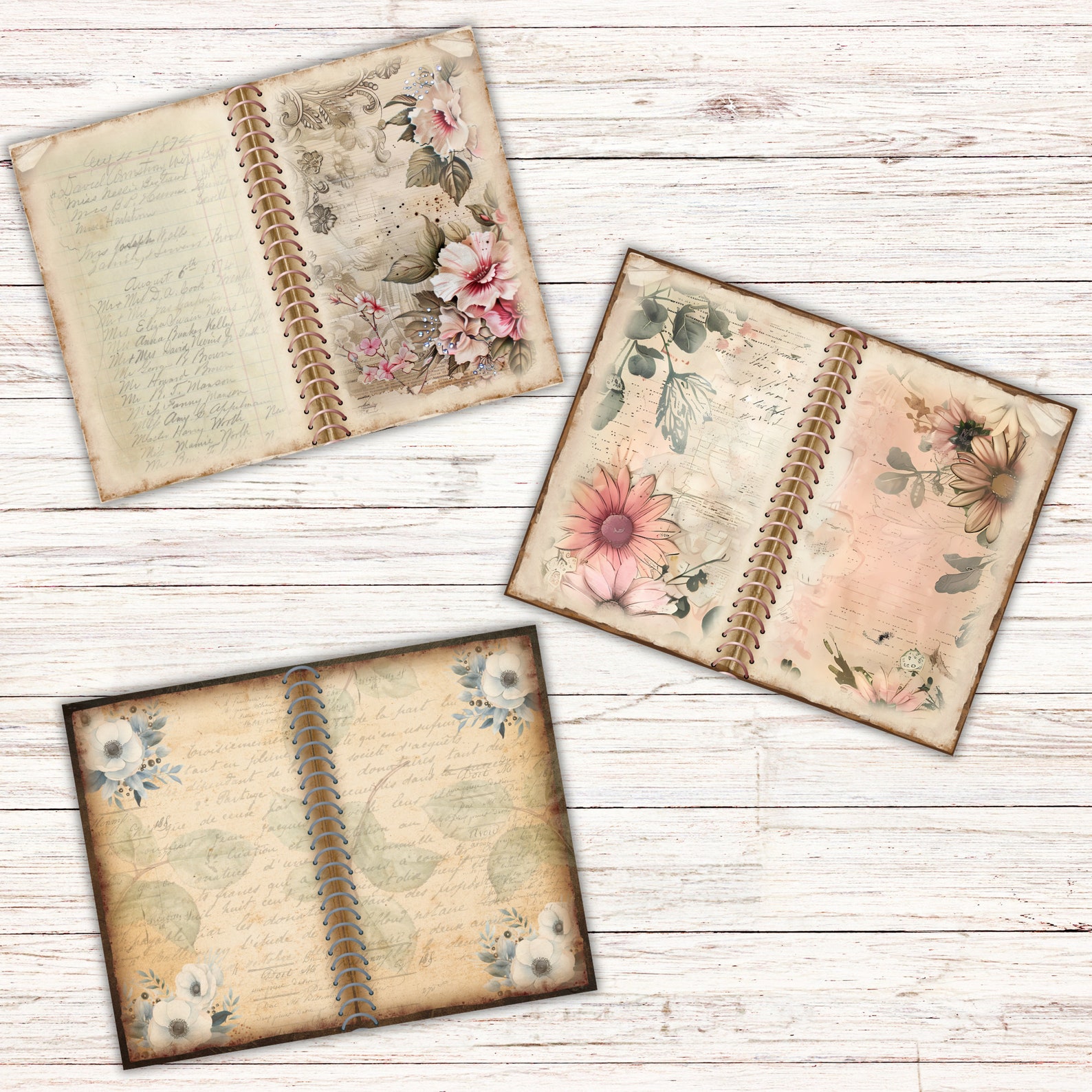 Floral Junk Journal Pages, Junk Journal Kit, Vintage, Shabby, Labels ...