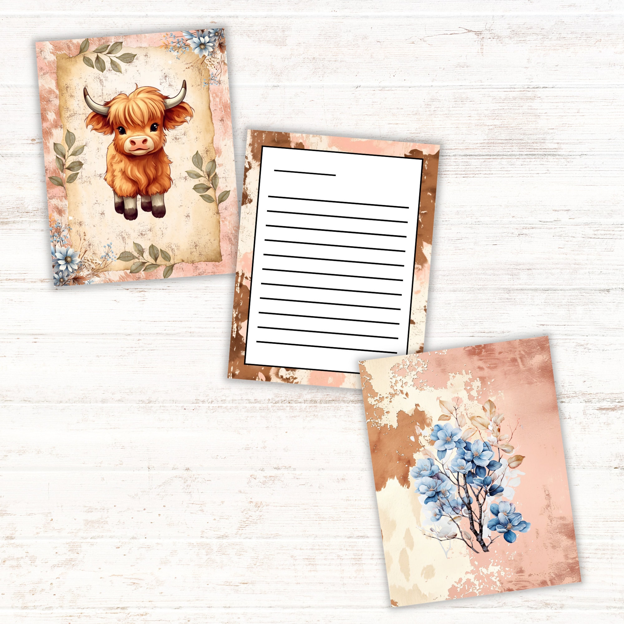 Highland Cow Junk Journal Pages, Junk Journal Prints, Farm Junk Journal ...