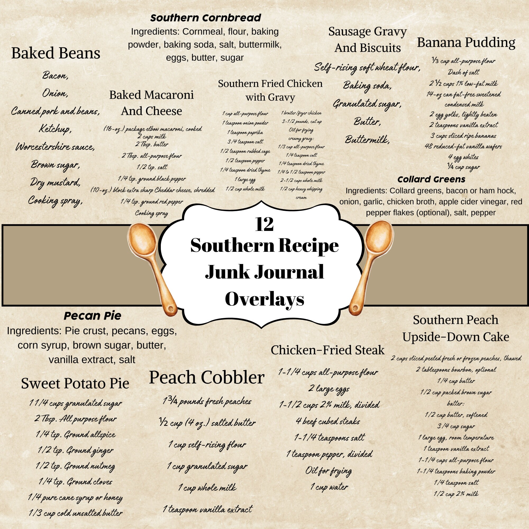 Recipe Text Overlays, PNG Digital Download With Transparent Backgrounds ...