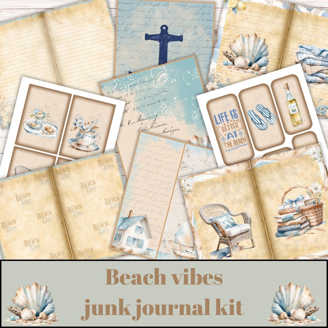 Beach Themed Junk Journal Kit, Junk Journal Tag, Coastal Junk Journal ...
