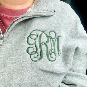 Monogram Quarter Zip Sweatshirt, Personalized Sweatshirt, Embroidered ...